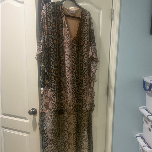 Adrienne | Dresses | Adrienne Multicolor Snake Print Midi Dress | Poshmark